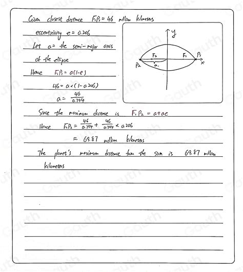 solved the planet mercury moves in an elliptical orbit with the sun at