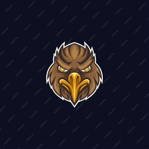 방패가 있는 마스코트 독수리 머리 로고 프리미엄 벡터