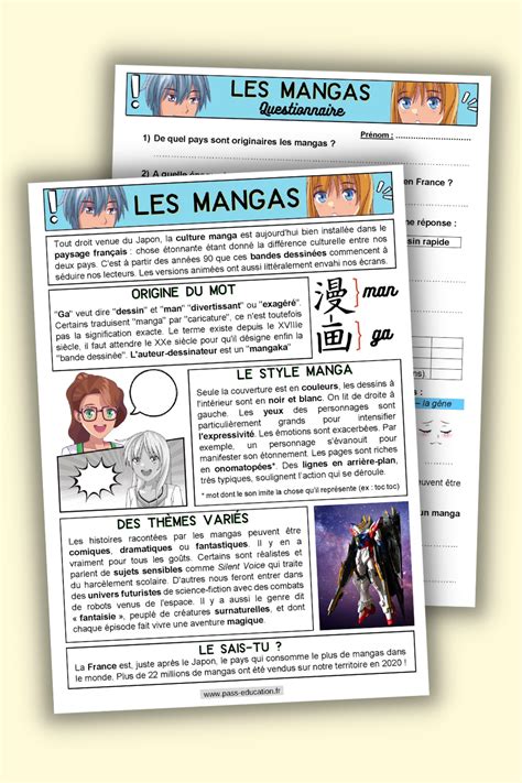 Documentaire Cm1 Cm2 Thème Les Mangas Fiche De Lecture Cm1 Lecture