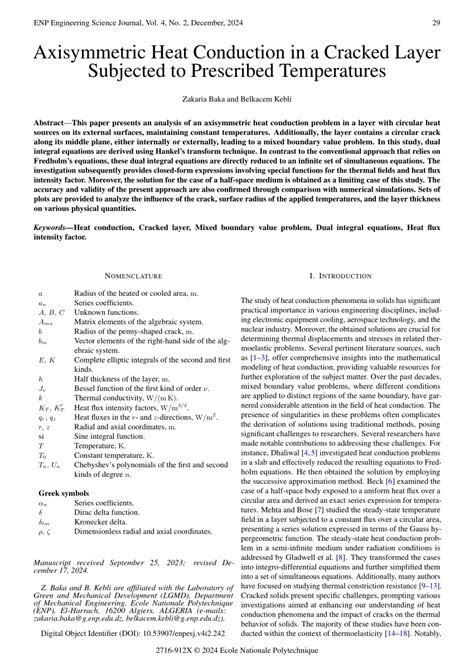 Pdf Axisymmetric Heat Conduction In A Cracked Layer Subjected To Prescribed Temperatures