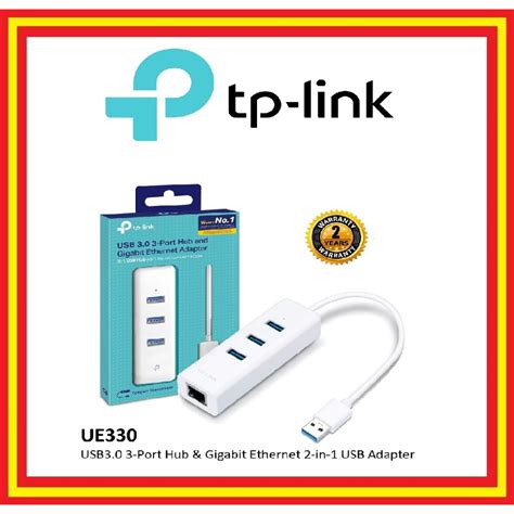 Tp Link Ue330 Usb 3 0 3 Port Hub And Gigabit Ethernet Adapter 2 In 1 Usb Adapter With Plug And