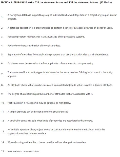 Solved 1 A Workgroup Database Supports A Group Of