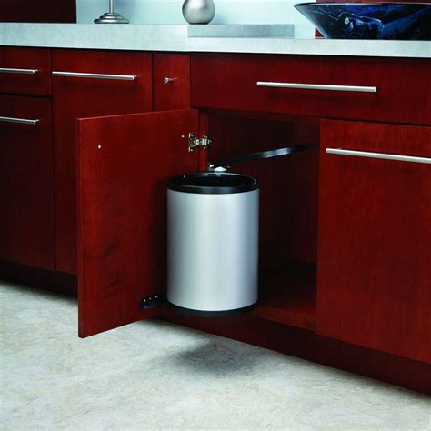 Rev A Shelf 15 75 In H X 11 In W X 10 5 In D 14 Liter Stainless Pivot Out Under Sink Waste