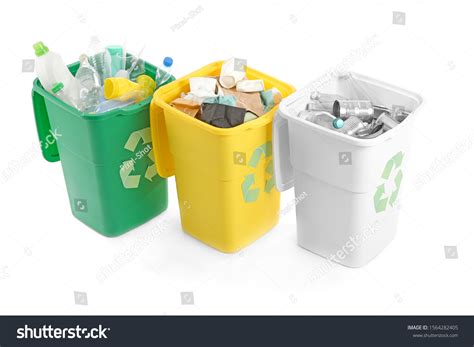 Containers Different Types Garbage On White Stock Photo Edit Now