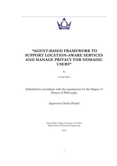 Pdf “agent Based Framework To Support Networkseecsqmulacukoldpagesdocumentsphdthesis