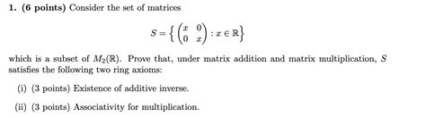Solved Points Consider The Set Of Matrices S Chegg Com