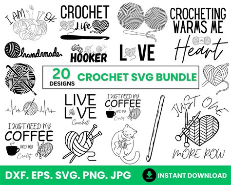 Crochet Pattern Svg Bundle Crochet Png Bundle Crochet Shirt Design Bundle Crochet Cut File