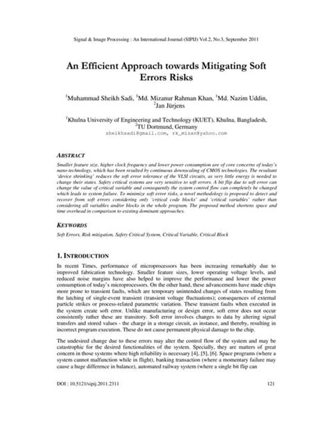 An Efficient Approach Towards Mitigating Soft Errors Risks Pdf