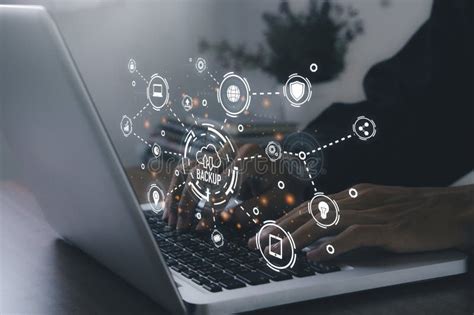 Database Computer Backup Copy And Computer Data Security Concept Cloud Technology Data Storage