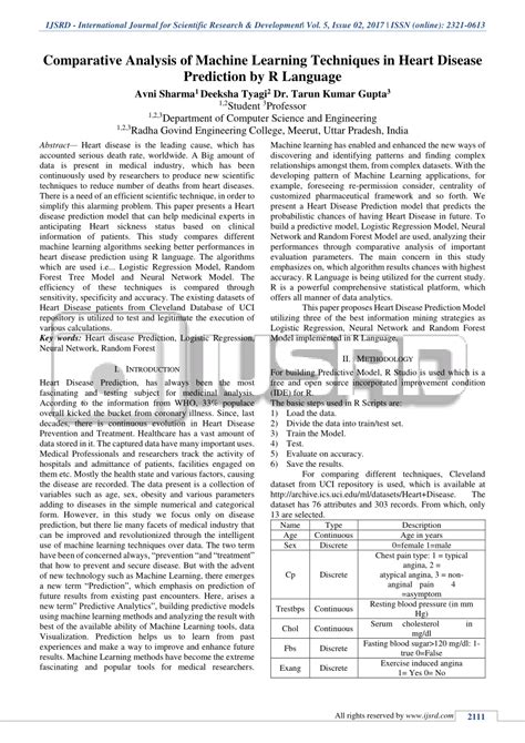Pdf Comparative Analysis Of Machine Learning Techniques In Heart