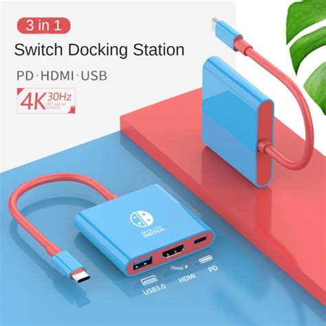 อะแดปเตอร์ฮับ Typec เป็น Hdmi 3in1 Usb C Type C สําหรับ Nintendo Switch Oled Dock Tv 4k Usb3 0