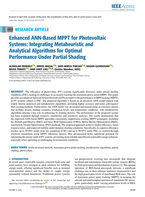 Pdf Enhanced Ann Based Mppt For Photovoltaic Systems Integrating