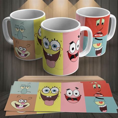 Caneca Bob Esponja Patrick Sandy Lula Molusco Plancton Elo7