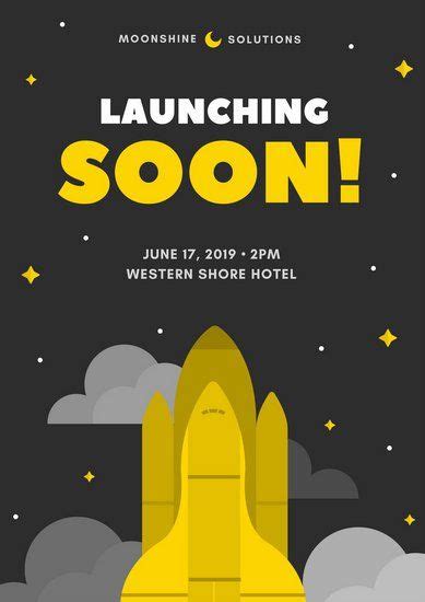 Charcoal And Yellow Rocketship Business Launch Poster Business Poster