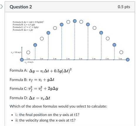 Solved Formula A Delta Y V I Delta T 0 5g Delta T 2 Chegg Com