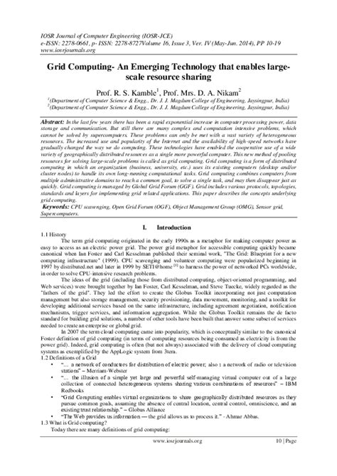 Pdf Grid Computing An Emerging Technology That Enables Large Scale
