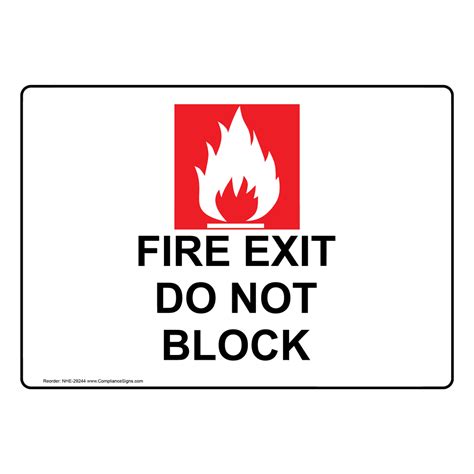 Fire Exit Do Not Block Sign Or Label White Symbol