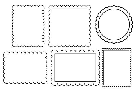 Scalloped Edge Border Silhouette Shapes Wavy Borders Isolated On White Background Scallop