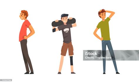 걷는 사람들이 설정합니다 십 대 소년 다양 한 활동을 수행 만화 벡터 일러스트 레이 션 감정에 대한 스톡 벡터 아트 및 기타 이미지 감정 거리 군중 Istock