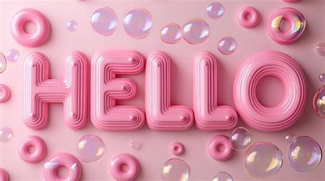 Hello Text Wallpaper In Bubbly Pink And Peach Aesthetics Premium Ai Generated Image