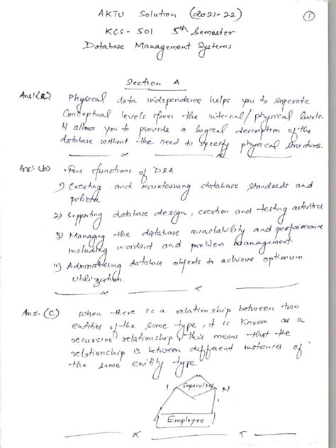 Database Management System Kcs 501 University Sol 2021 22 Pdf