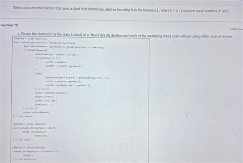 Solved Wite A Pseudocode Function That Uses A Stack That