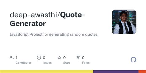 Github Deep Awasthiquote Generator Javascript Project For