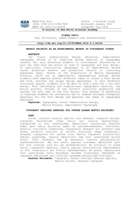 Pdf Matrix Projects As An Experimental Method In Typography Course