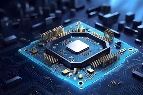 Premium Photo AI Processor Chipset Concept Illustration On Blue Circuit Background AI