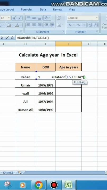 Calculate Age Year In Excel Shorts Swittech Excel Youtube