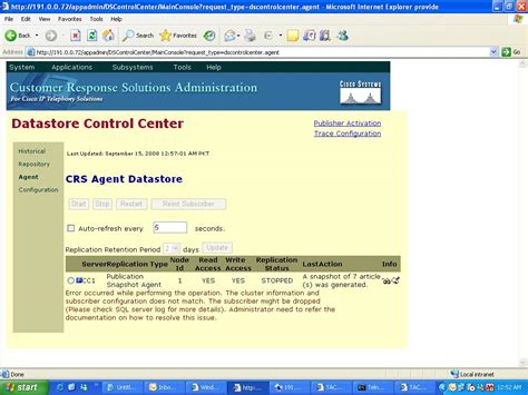 datastore contreol center error cisco community
