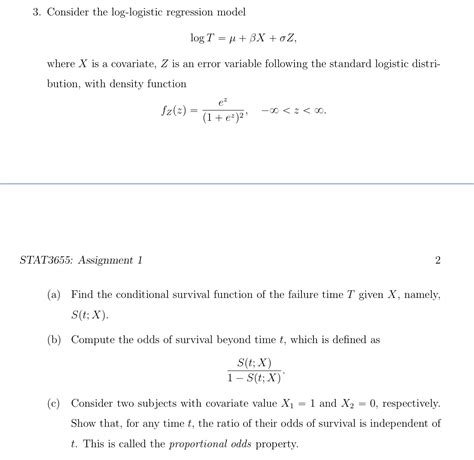 Solved Consider The Log Logistic Regression
