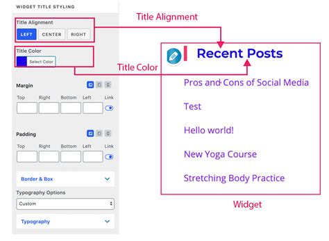 customizing sidebar setting documentation