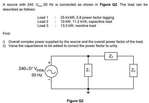 Solved A Source With 240 Vrms 50 Hz Is Connected As Shown Chegg Com