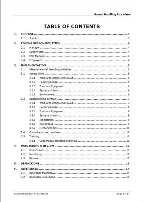 Procedure Manual Handling Workplace Health And Safety Inspections Training And Inductions
