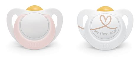 NUK биберон залъгалка каучук 0-6 мес., 2бр. STAR Бяла със сърце/Бяла с ...