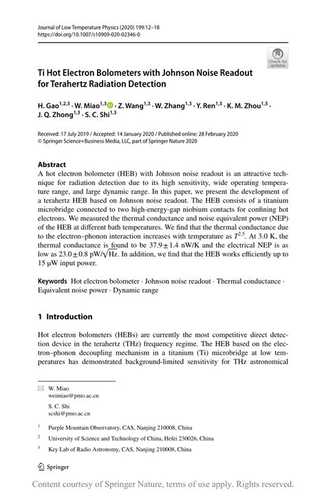Ti Hot Electron Bolometers With Johnson Noise Readout For Terahertz Radiation Detection