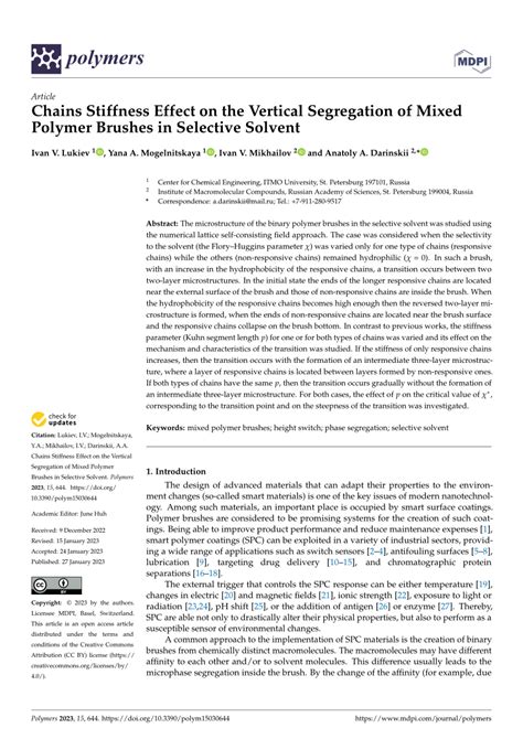Pdf Chains Stiffness Effect On The Vertical Segregation Of Mixed