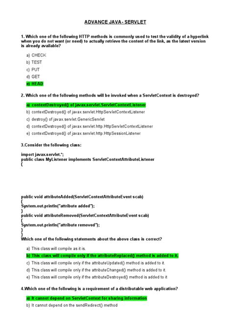 Smaple Questions Advance Java Servlets Pdf Java Servlet Software