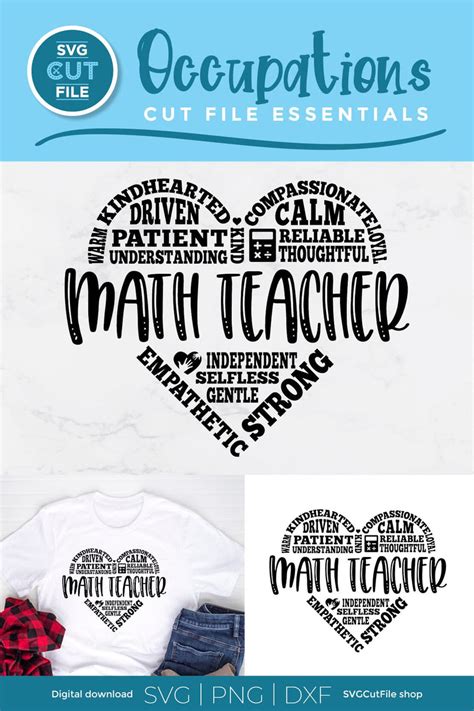 Math Teacher Svg With Heart For Cricut Or Silhouette So Fontsy