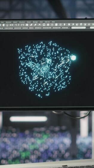 Vertical Elevated Industrial Data Center Control Station Screen Showing Analytics From Servers