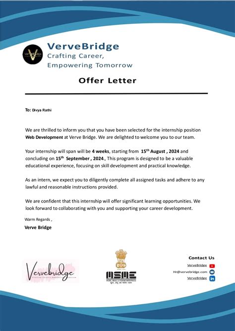 Divya Rathi On Linkedin Internship Webdevelopment Vervebridge