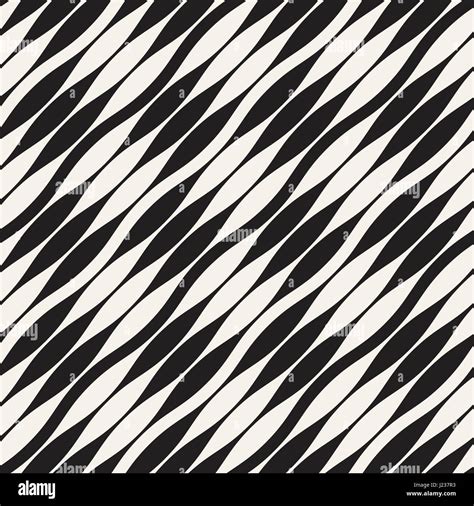 Wavy Stripes Vector Seamless Pattern Retro Abstract Wavy Texture Geometric Lines Monochrome