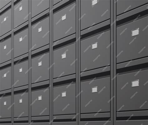 파일 비즈니스 관리 개념 벡터 일러스트 레이 션 파일 캐비닛 문서 데이터 아카이브 저장 폴더의 사무실 벽 프리미엄 벡터