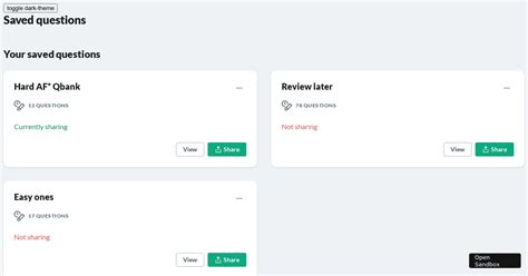 Saved Questions Codesandbox