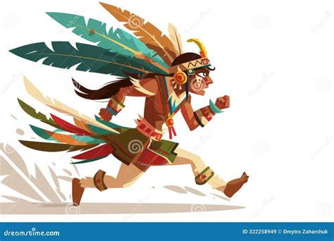 Incan Chasqui A Messenger Warrior From The Incan Empire Running In Full Gear Captured On A