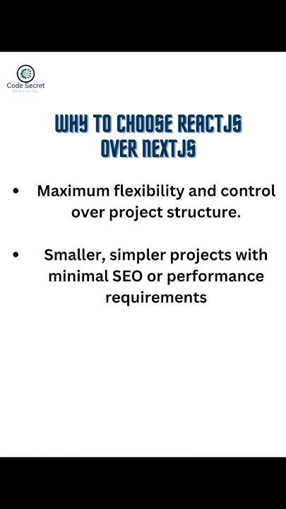 Why To Choose Reactjs Over Nextjs Codesecret Programming Youtube