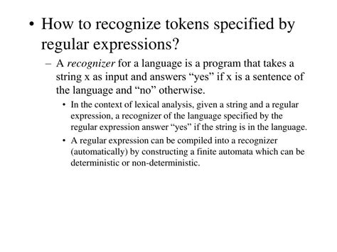 Ppt Two Issues In Lexical Analysis Specifying Tokens Regular