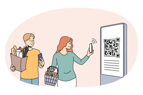 온라인 결제 및 Qr 코드 개념 프리미엄 벡터