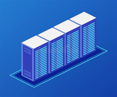 Isometric Server Room And Big Data Processing Concept Datacenter And Data Base Icon Digital